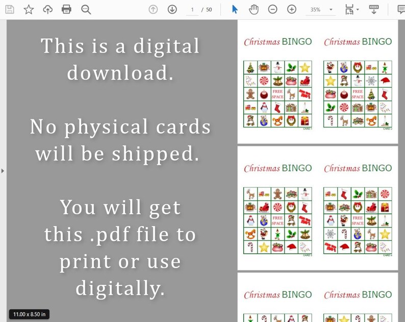 100 Christmas Bingo Cards Pdf Download, 1 and 2 per Page, Printable ...