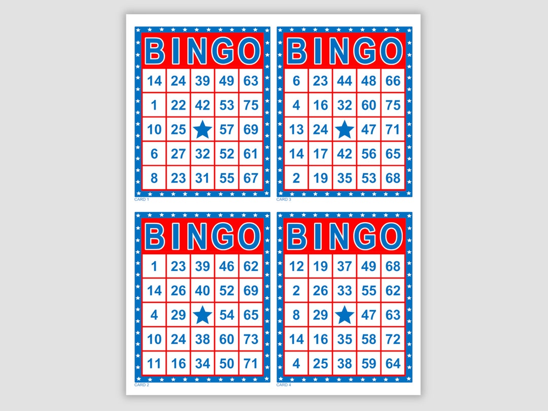 100 Patriotic Bingo Cards Pdf Download, 1, 2, and 4 per Page, Instant ...