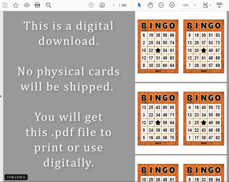 Halloween Bingo Cards Pdf Download, 1, 2, and 4 per Page, Orange Spider ...