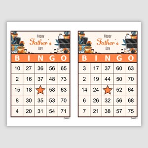500 Father's Day Bingo Cards Pdf Download, 1, 2, and 4 per Page, Orange ...