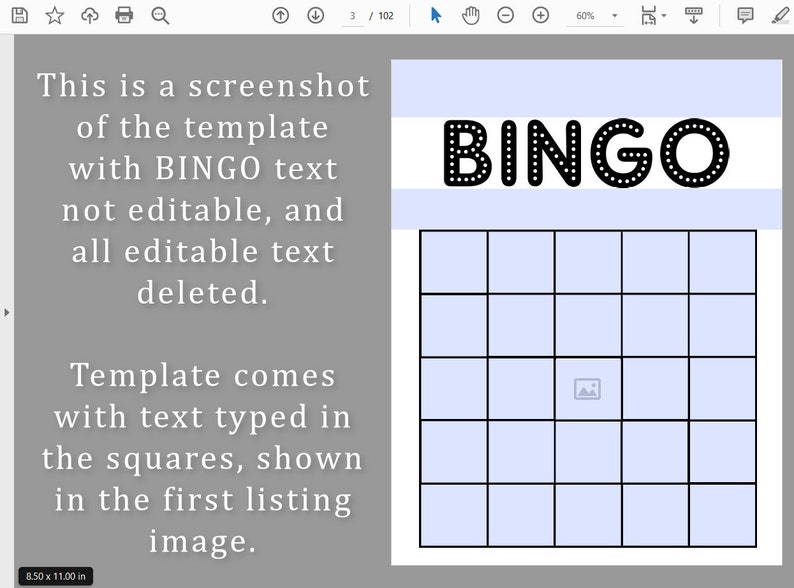 100 Card Editable Bingo Template, 48 Call, Instant Pdf Download, All ...