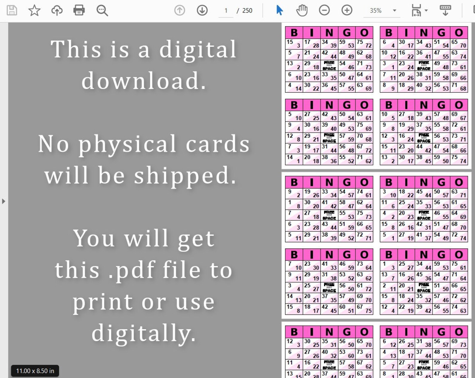 1000 Double Bingo Cards Pdf Download, 1, 2, and 4 per Page, Instant ...