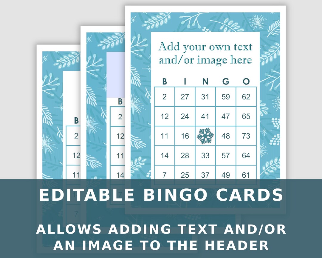 200 Editable Bingo Cards, Allows Adding Text And/or an Image to the Top ...