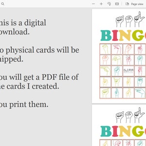 100 ASL Bingo Cards Prints 1 and 2 per Page Instant Pdf | Etsy