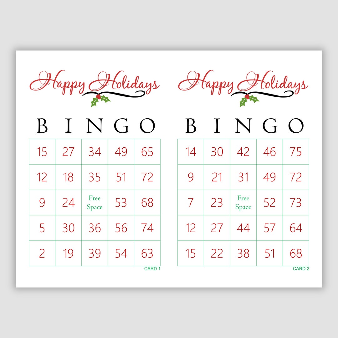 200 Happy Holidays Bingo Cards Pdf Download, 2 per Page, Instant ...