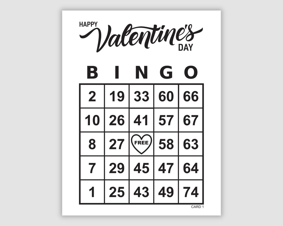 1000 Valentine’s Day Bingo Cards Pdf Download, 1, 2, and 4 per Page ...