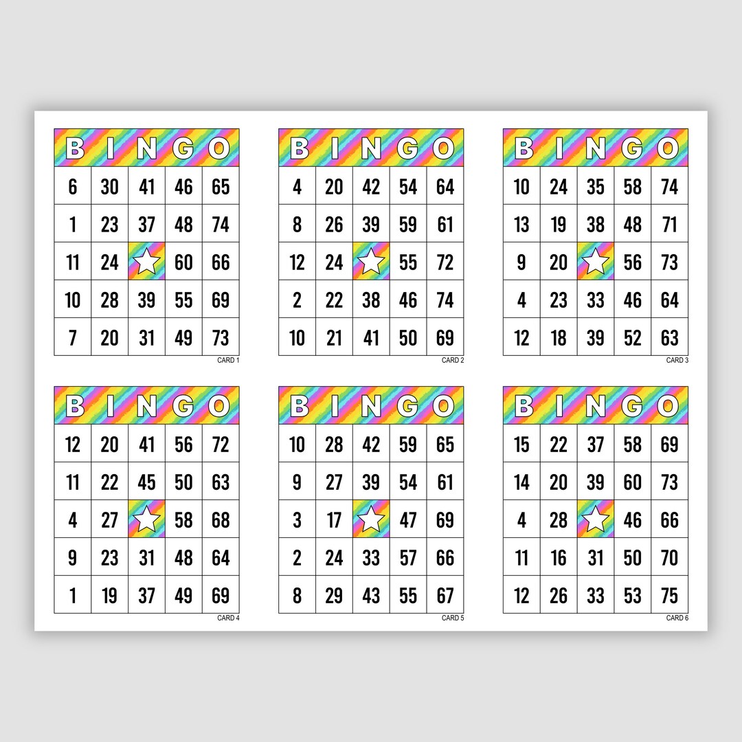 1200 Bingo Cards Pdf Download, 1, 2, 4, and 6 per Page, Instant ...