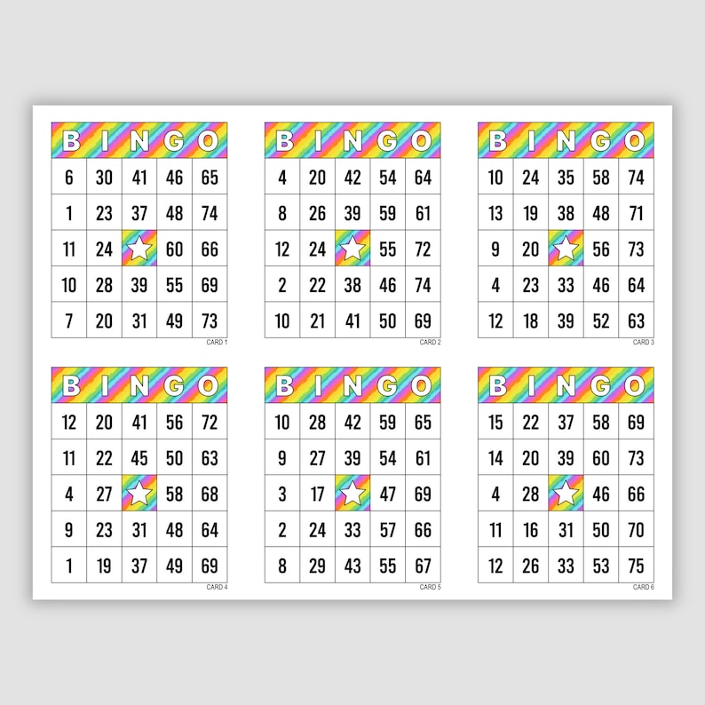 600 Bingo Cards Pdf Download, 1, 2, 4, and 6 per Page, Instant ...