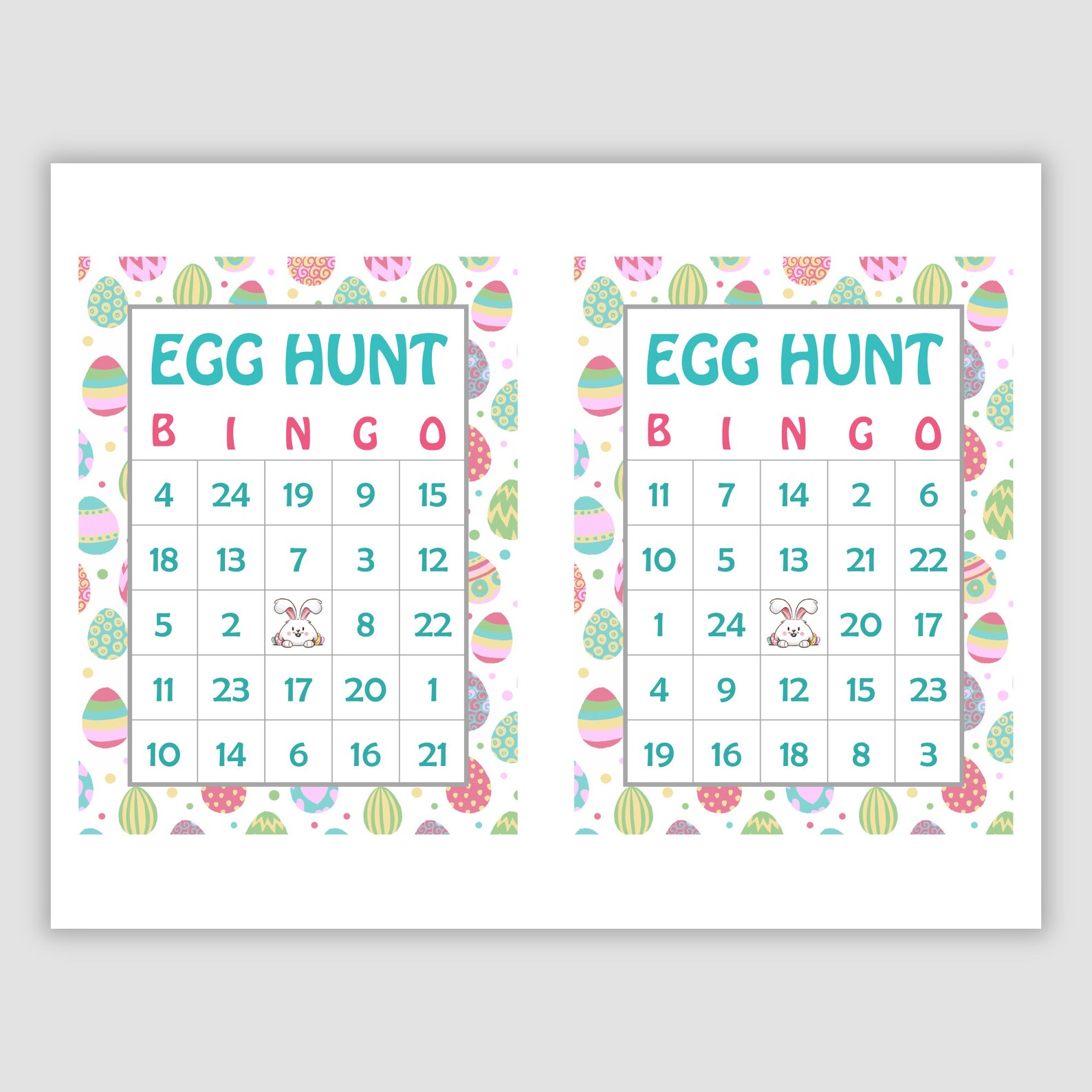 100 Egg Hunt Bingo Cards, 1, 2, and 4 per Page, Bingo or Scavenger Hunt ...