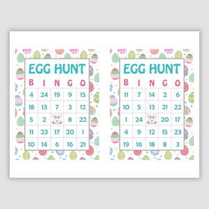 100 Egg Hunt Bingo Cards, 1, 2, and 4 per Page, Bingo or Scavenger Hunt ...
