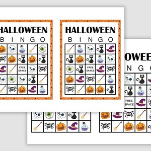 50 Halloween Picture Bingo Cards Pdf Download, 1 and 2 per Page ...