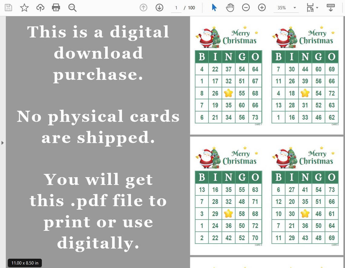 200 Christmas Bingo Cards Pdf Download 1 and 2 per Page - Etsy