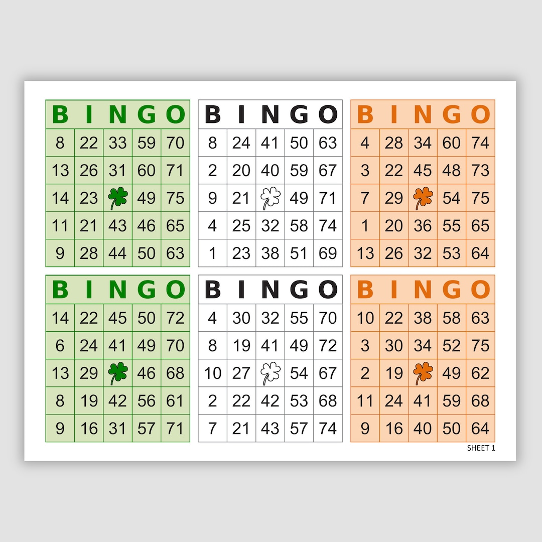 6000 Bingo Cards Pdf Download, 6 per Page, Instant Printable Fun Party ...