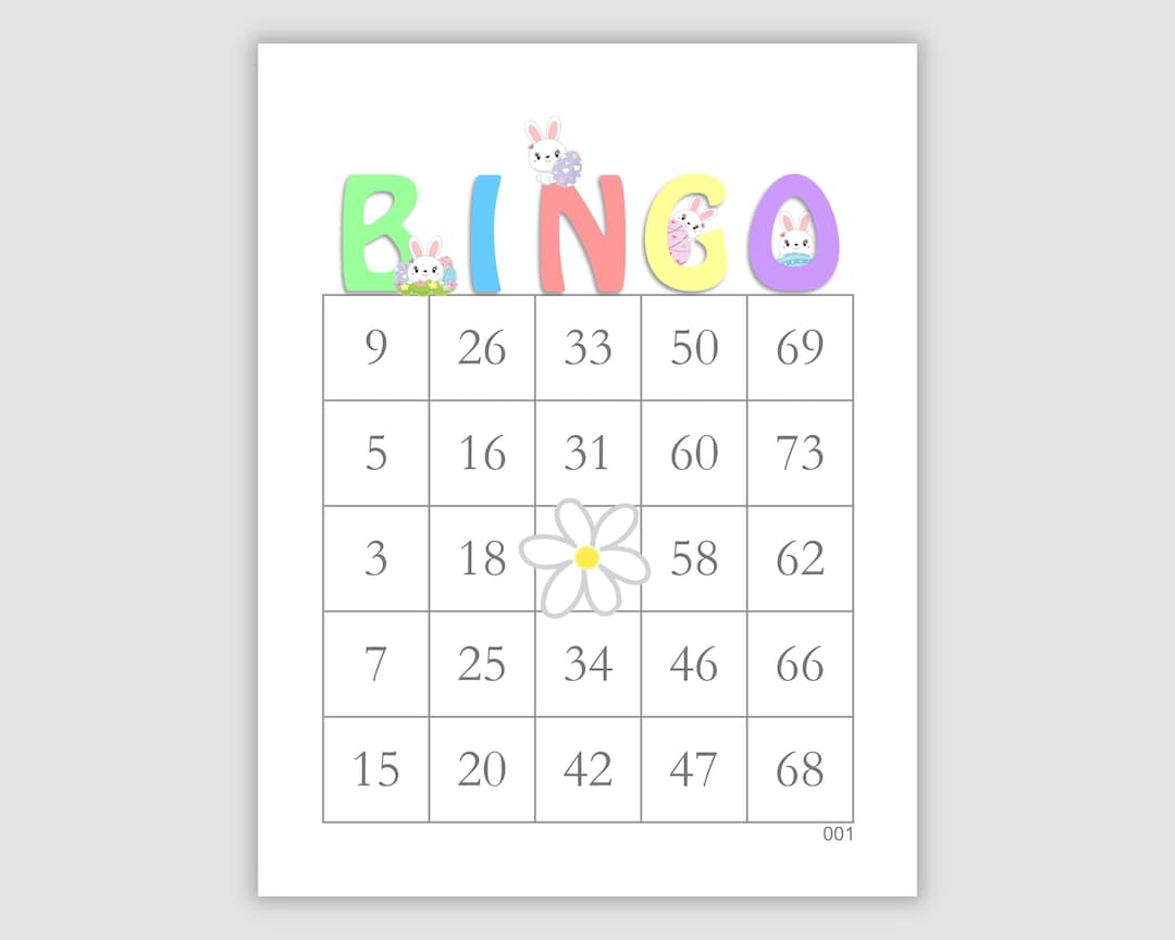 200 Bunny Bingo Cards, Pdf Download, 1, 2 and 4 per Page, 75 Call ...