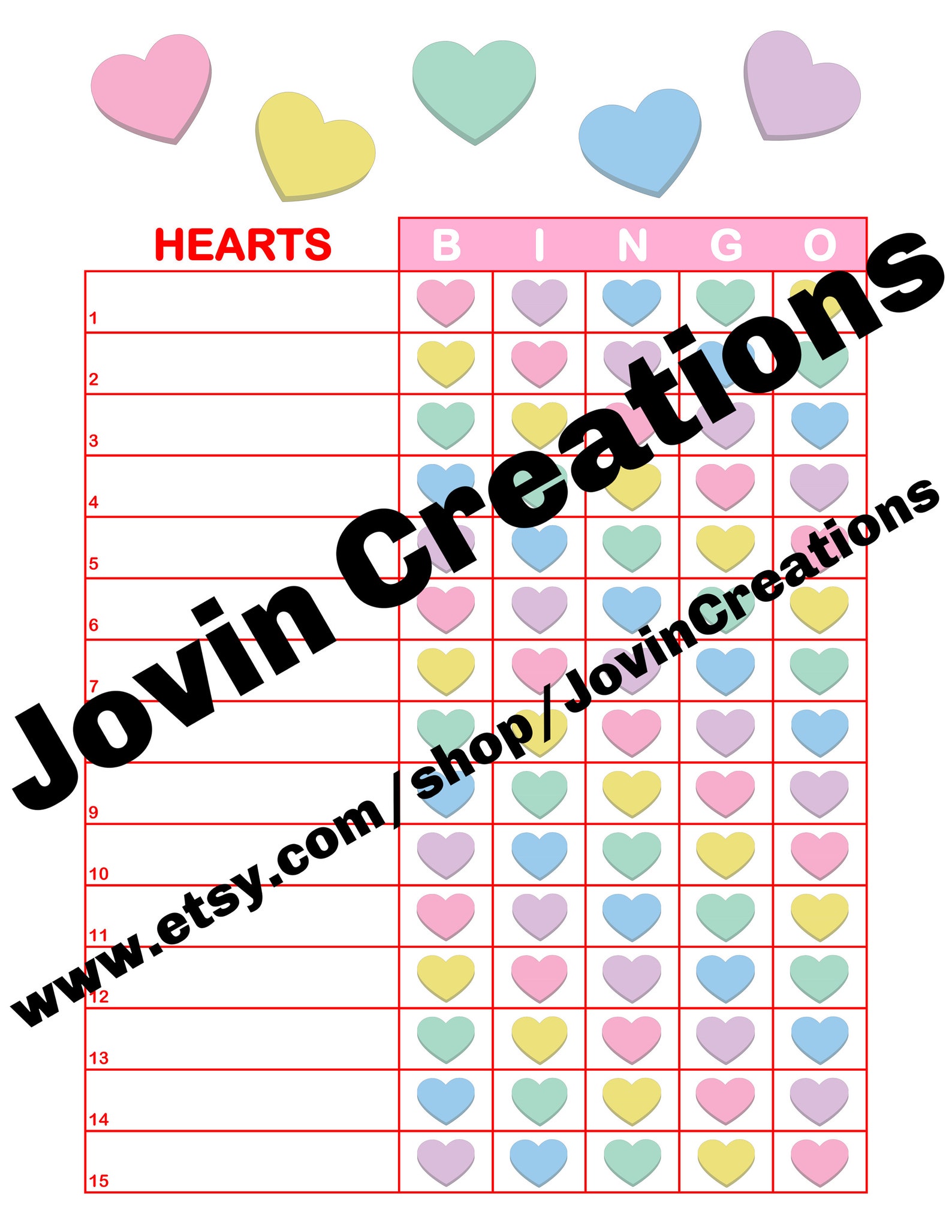 2 Hearts Bingo Boards Plus 1 Blank Instant Printable Pdf - Etsy