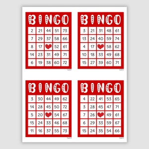 1000 Valentine's Day Bingo Cards Pdf Download, 1, 2, and 4 per Page ...
