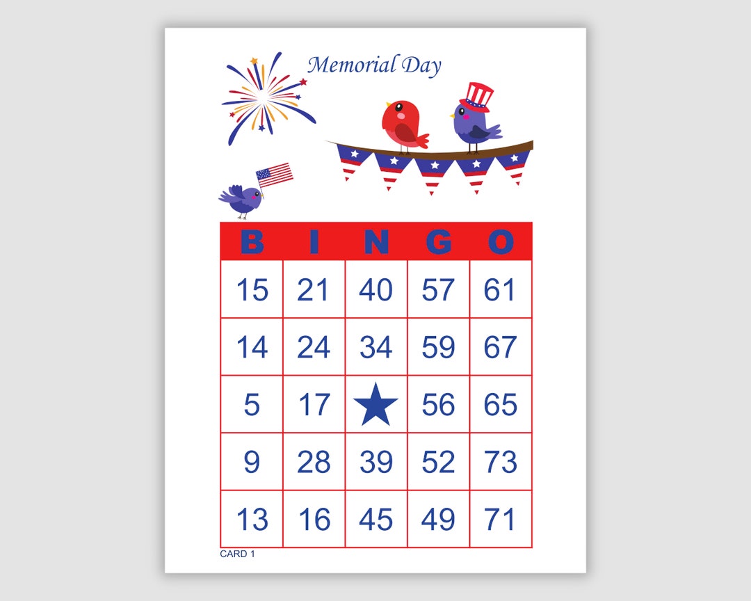 1000 Memorial Day Bingo Pdf Download, 1 and 2 per Page, Instant ...