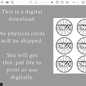 Bingo Download, 1, 2, 4, 6, and 12 per Page, Fun Activity, Pdf Coloring ...