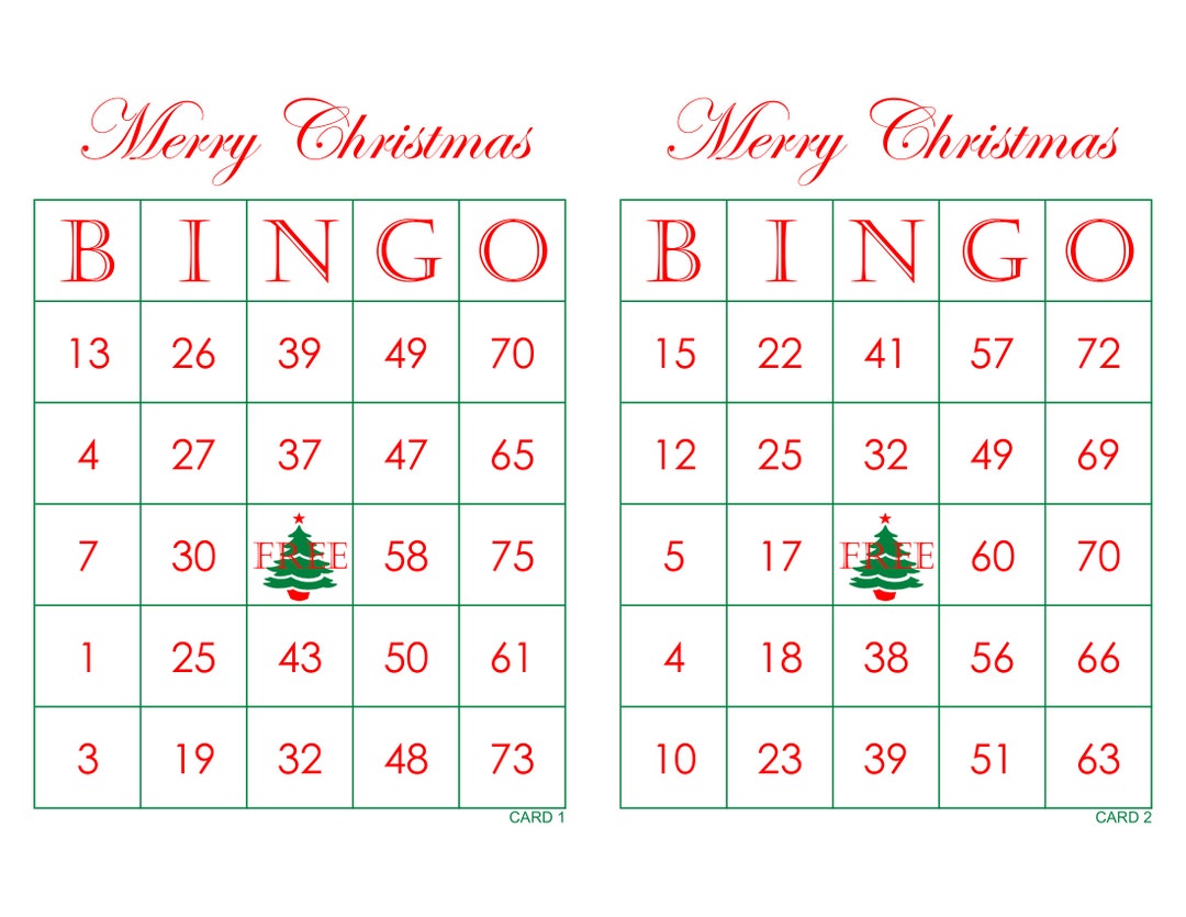 100 Merry Christmas Bingo Cards Pdf Download 2 per Page - Etsy