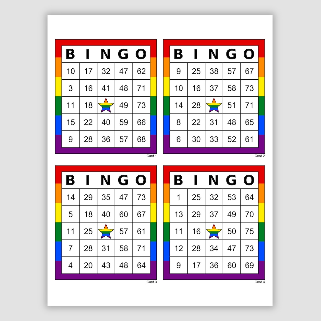 1000 Rainbow Bingo Cards Pdf Download, 1, 2, 4, and 6 per Page, Instant ...