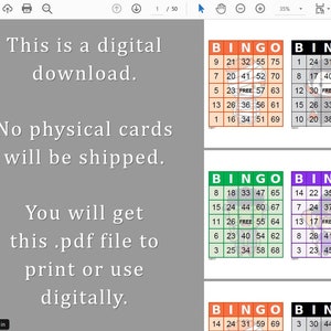 100 Bingo Cards Pdf Download, 1, 2, and 4 per Page, Instant Printable ...