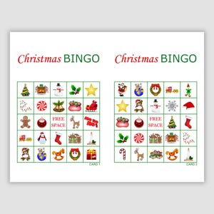 100 Christmas Bingo Cards Pdf Download, 1 and 2 per Page, Printable ...