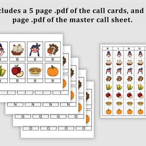 50 Thanksgiving Bingo Cards, 1 and 2 per Page, Instant Printable Fun ...