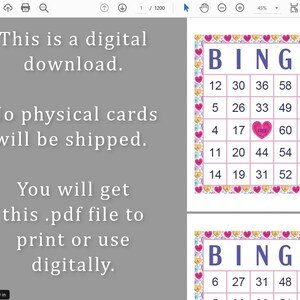 1200 Valentine's Day Bingo Cards Pdf Download, 1, 2, and 4 per Page ...