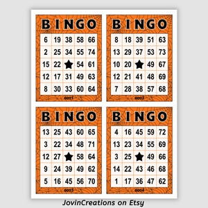 Halloween Bingo Cards Pdf Download, 1, 2, and 4 per Page, Orange Spider ...