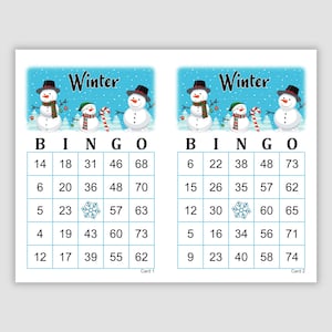 100 Winter Bingo Cards Pdf Download, 1 and 2 per Page, Instant ...