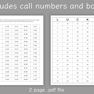 1000 LUCKY Bingo Cards, 1, 2, and 4 per Page, Instant Printable Pdf ...