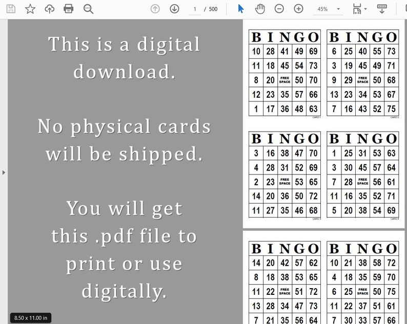 2000 Jumbo Printable Bingo Cards Pdf Download, 1, 2, 4, and 6 per Page ...