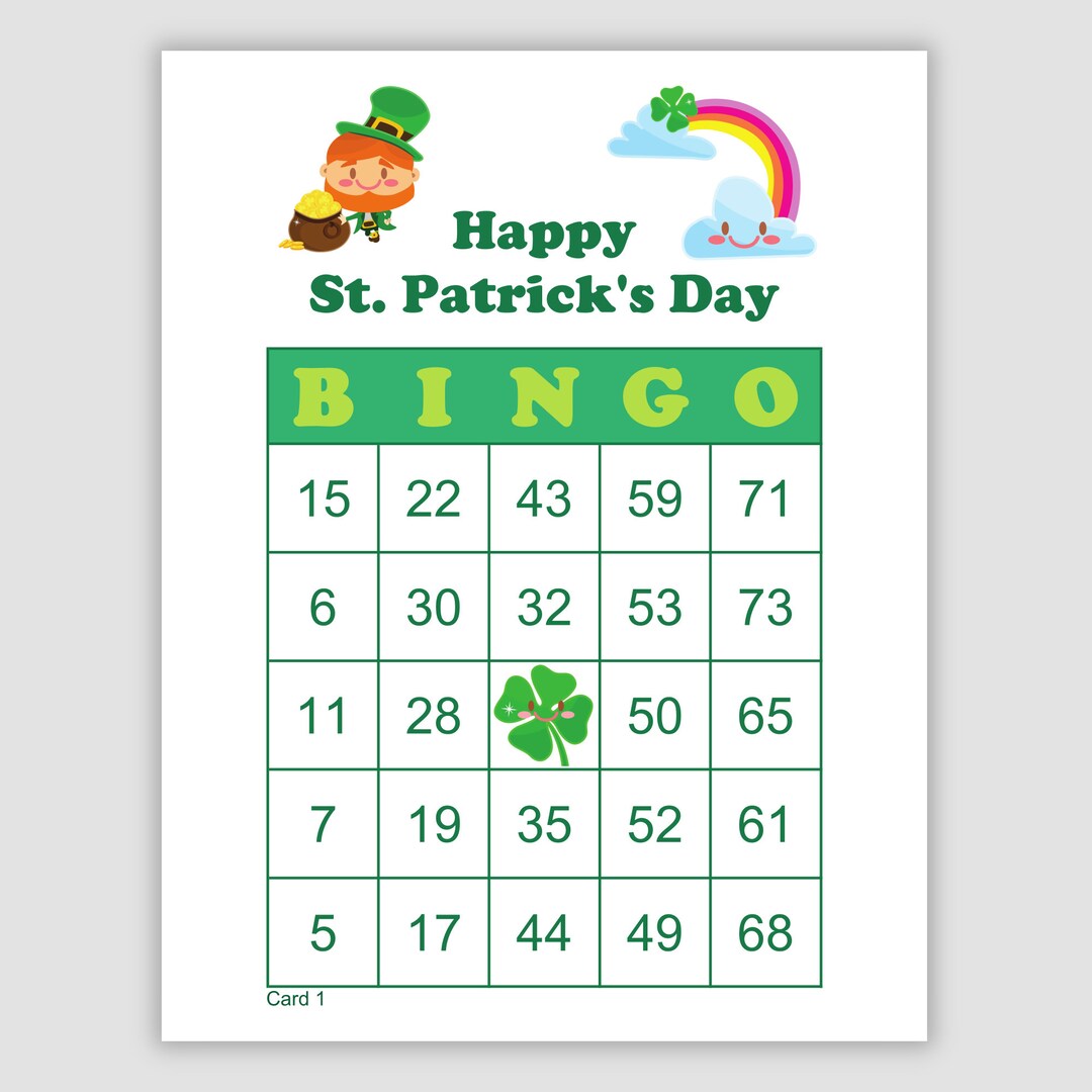 100 St. Patrick's Day Bingo Cards Pdf Download 1 and 2 - Etsy