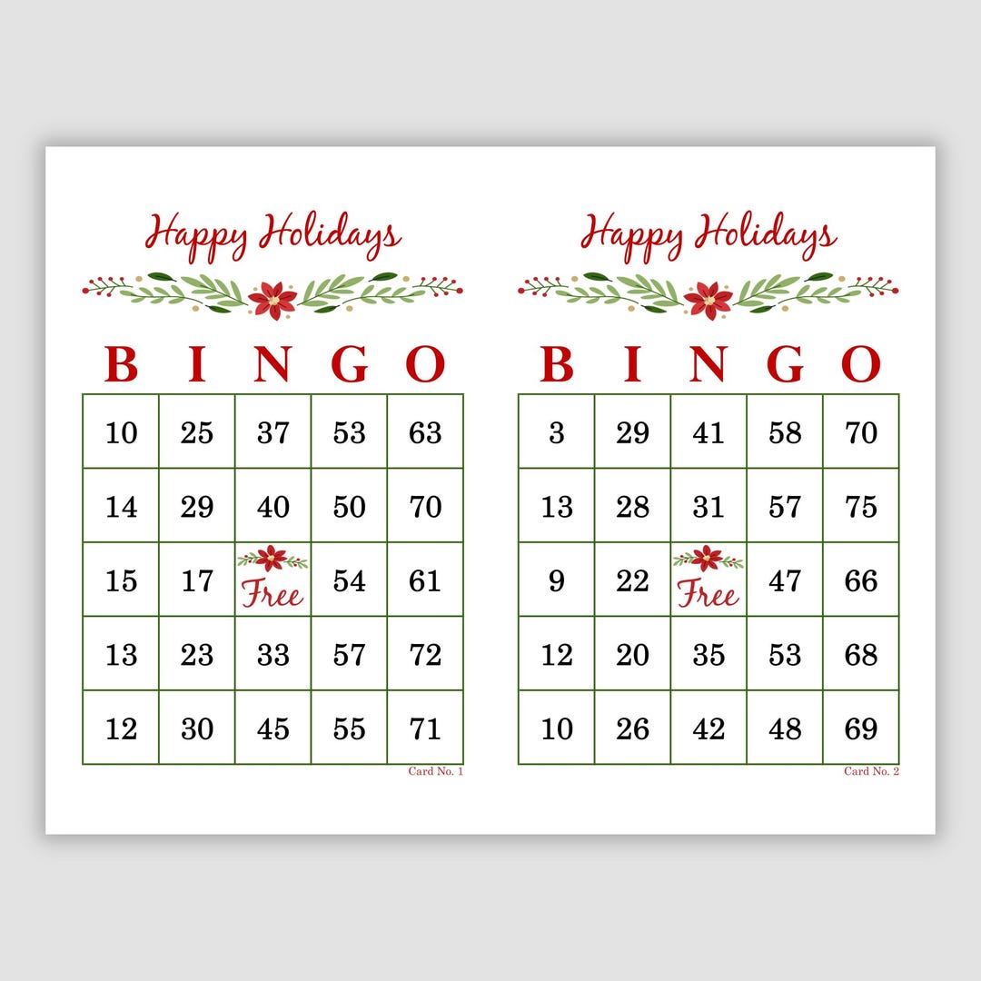 500 Happy Holidays Bingo Cards Pdf Download, 1, 2, and 4 per Page ...