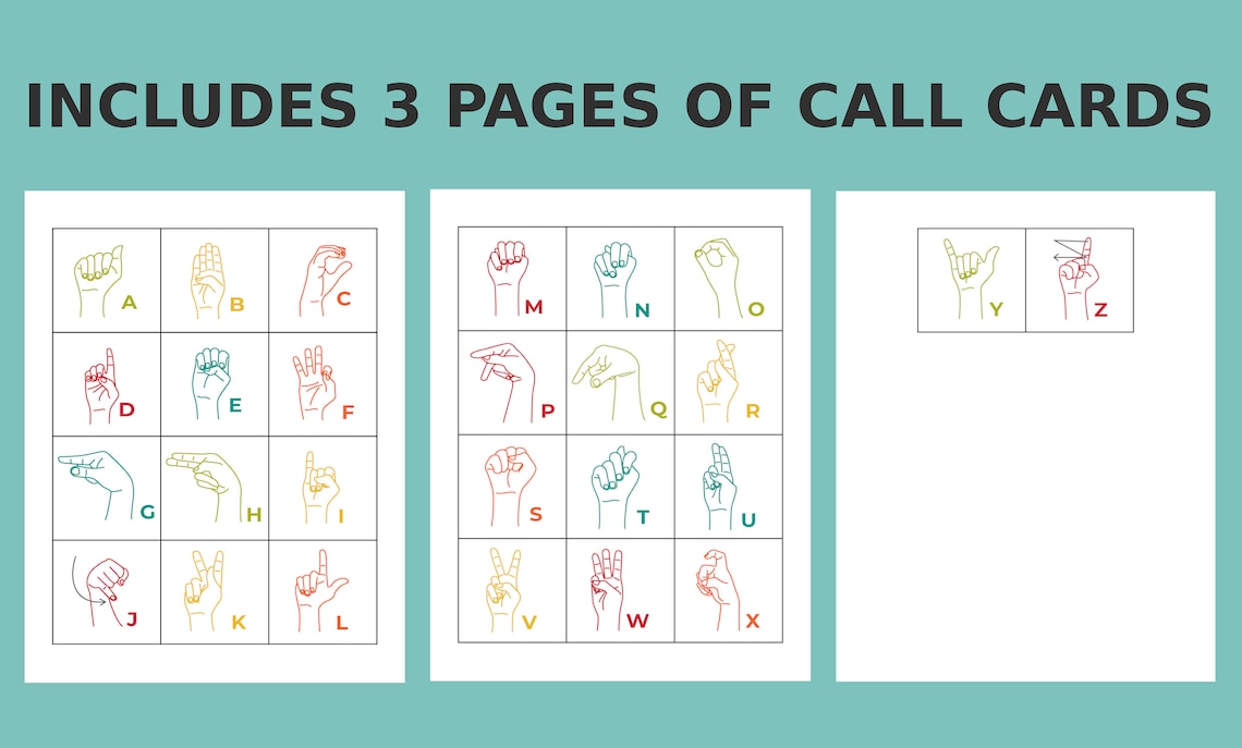 100 ASL Bingo Cards Prints 1 and 2 per Page Instant Pdf | Etsy