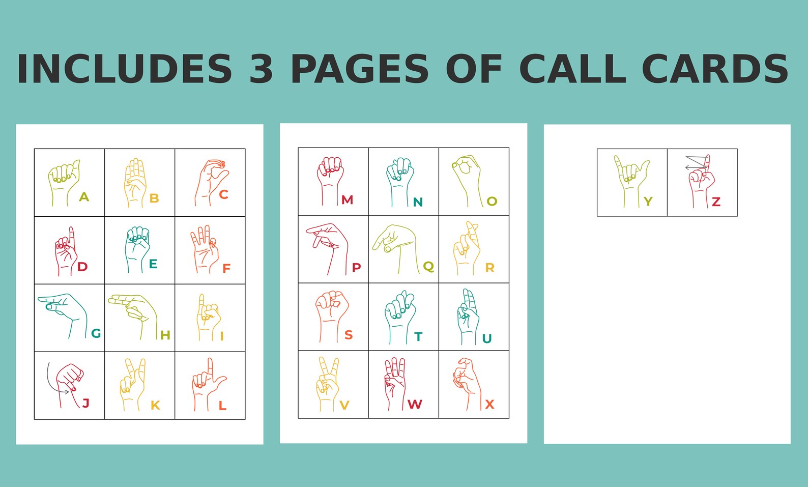 100 ASL Bingo Cards, Prints 1 and 2 per Page, Instant Pdf Download ...