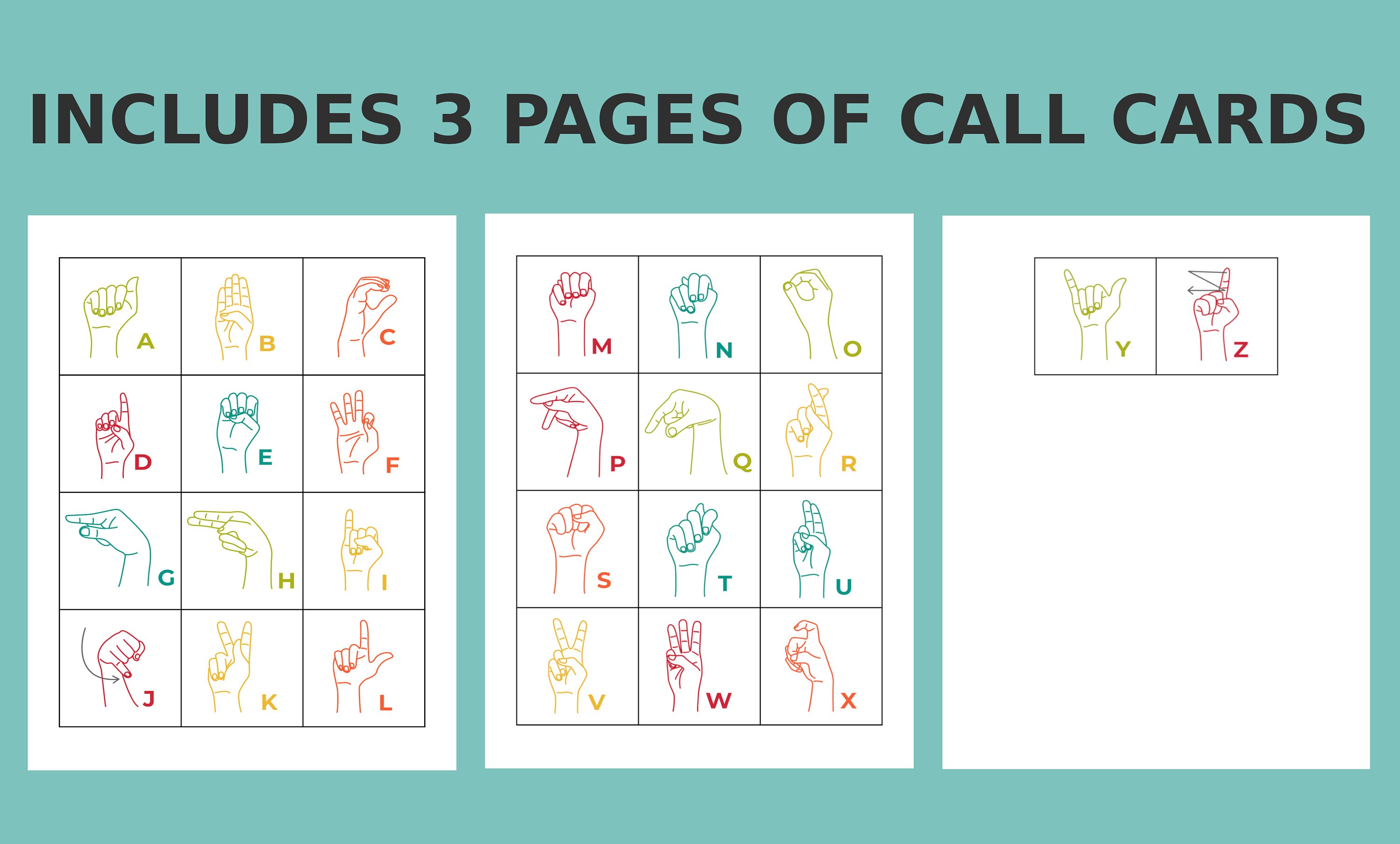 100 ASL Bingo Cards prints 1 and 2 per page immediate pdf | Etsy