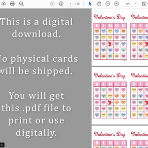 50 Valentine’s Day Bingo Cards Pdf Download, 1 and 2 per Page, Instant ...