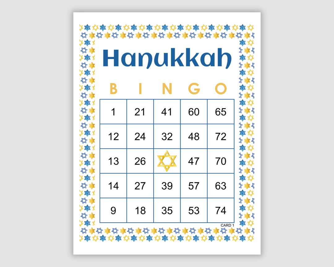 1000 Hanukkah Bingo Cards, 1, 2, or 4 per Page, Pdf Download, Instant ...