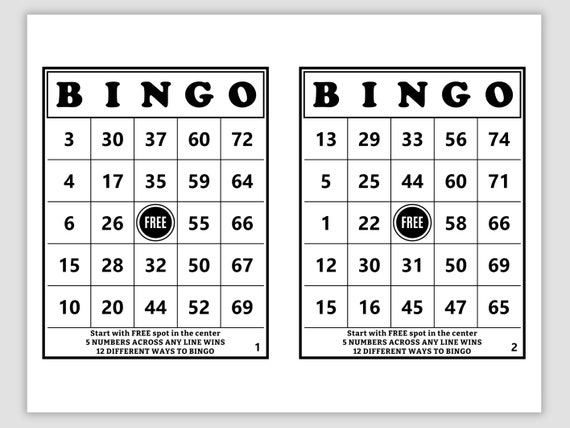 Number Bingo Cards Multiple Print