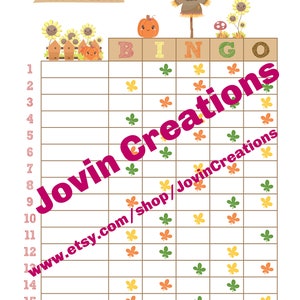 2 Autumn Bingo Boards Plus 1 Blank, 15 Line, 75 Call, Instant Printable ...
