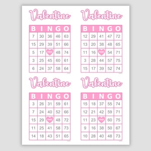 500 Valentine’s Day Bingo Cards Pdf Download, 1, 2, and 4 per Page ...