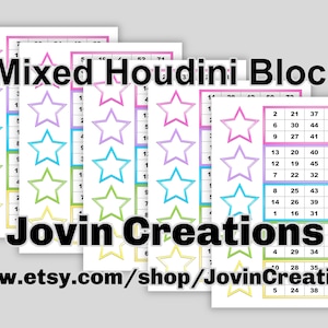 5 Block Bingo Board Bundle, Houdini, Plus 1 Blank, Instant Printable ...