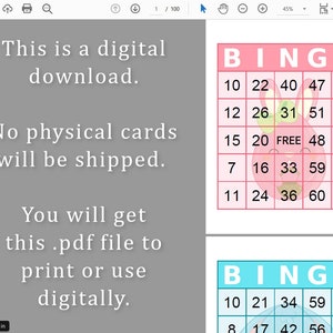 100 Easter Bingo Cards Pdf Download, 1, 2, and 4 per Page, Instant ...
