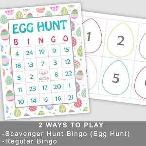 100 Egg Hunt Bingo Cards, 1, 2, and 4 per Page, Bingo or Scavenger Hunt ...
