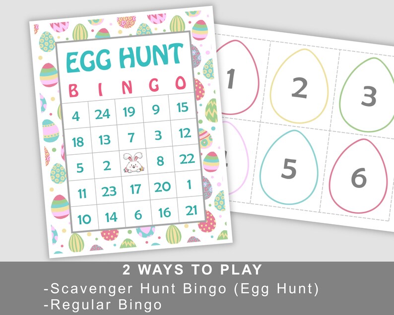100 Egg Hunt Bingo Cards, 1, 2, and 4 per Page, Bingo or Scavenger Hunt ...