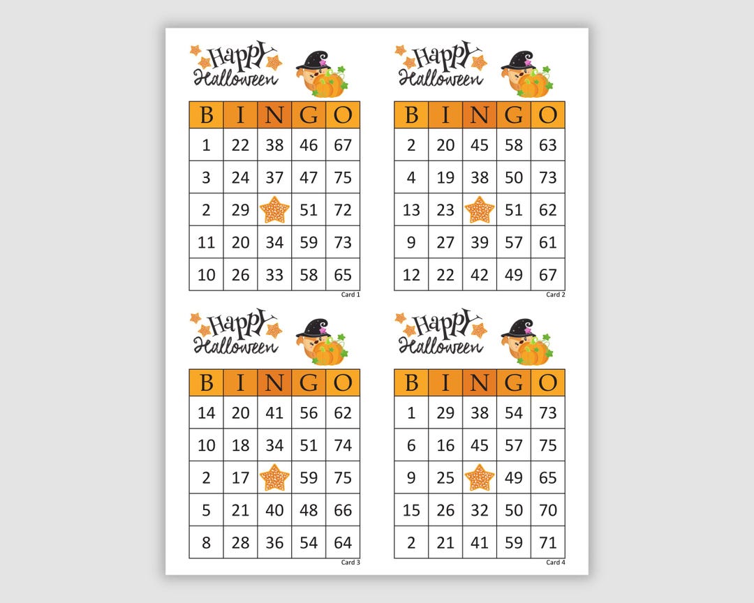 1000 Halloween Bingo Cards PDF, 1, 2, & 4 per Page, Halloween Bingo ...