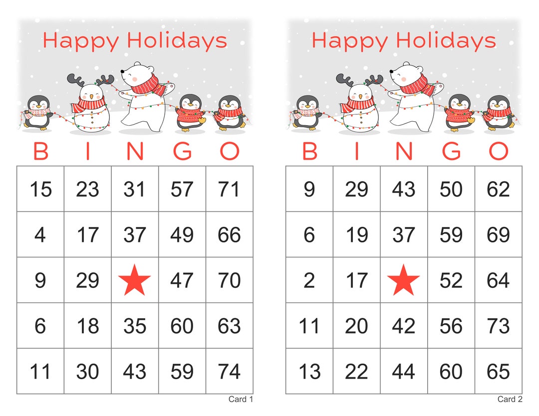 1000 Happy Holidays Bingo Cards Pdf Download, 2 per Page, Instant ...