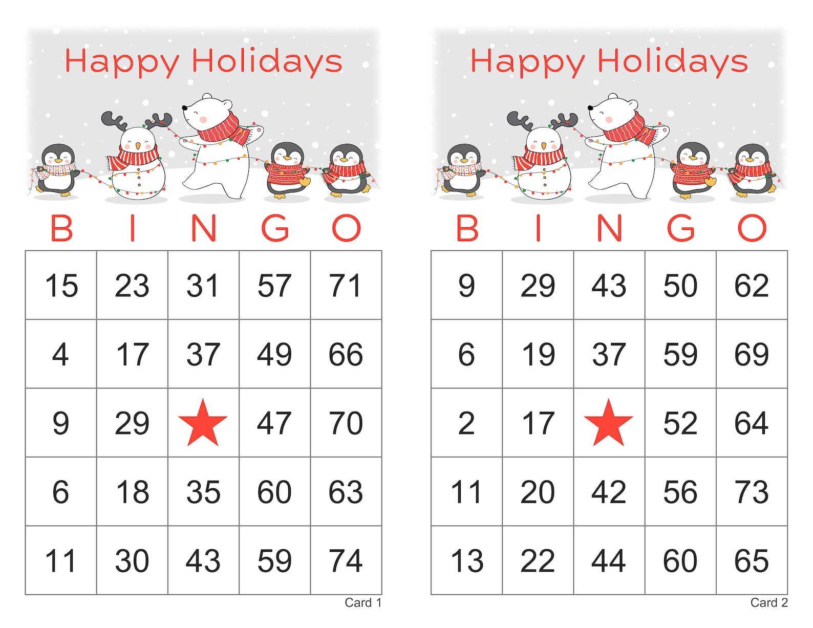 1000 Happy Holidays Bingo Cards Pdf Download 2 per Page - Etsy
