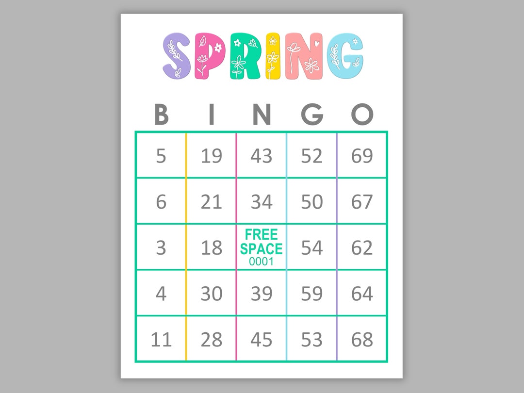 1000 Spring Bingo Cards Pdf Download, 1, 2, and 4 per Page, 75 Call ...